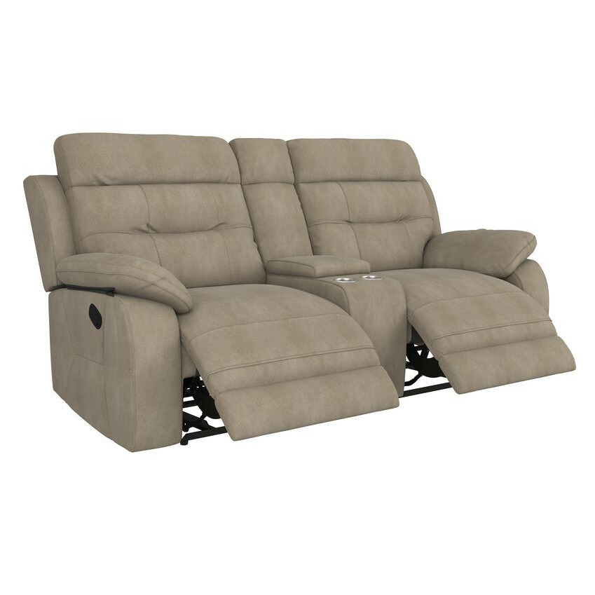 Endurance Brown Fabric Roman 2 Seater Manual Recliner Sofa with Console ...
