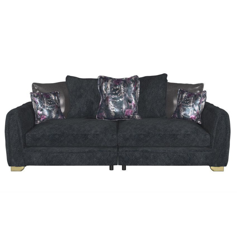 Ideal Home Black Drake Fabric 4 Seater Split Sofa Scatter Back by SCS ...