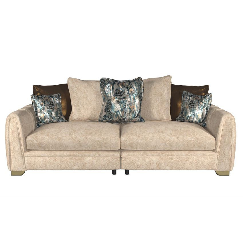 Ideal Home Brown Drake Fabric 4 Seater Split Sofa Scatter Back by SCS ...