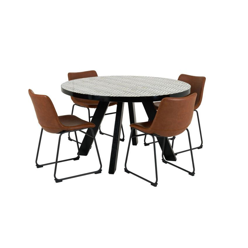 ScS Living Wren Round Dining Table & 4 Dining Chairs by SCS | ufurnish.com