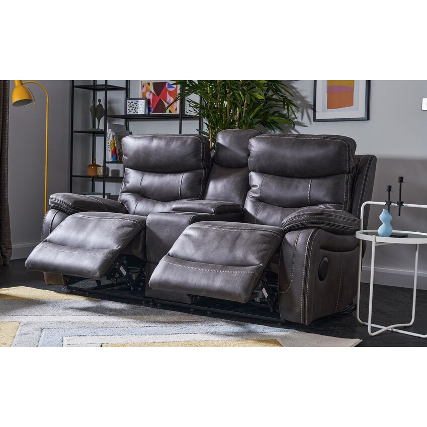Endurance Deacon Fabric 2 Seater Power Recliner Sofa with Console by ...