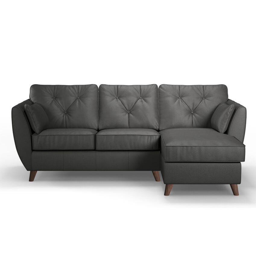 ScS Living Grey Hoxton Leather 3 Seater Right Hand Facing Chaise Sofa ...