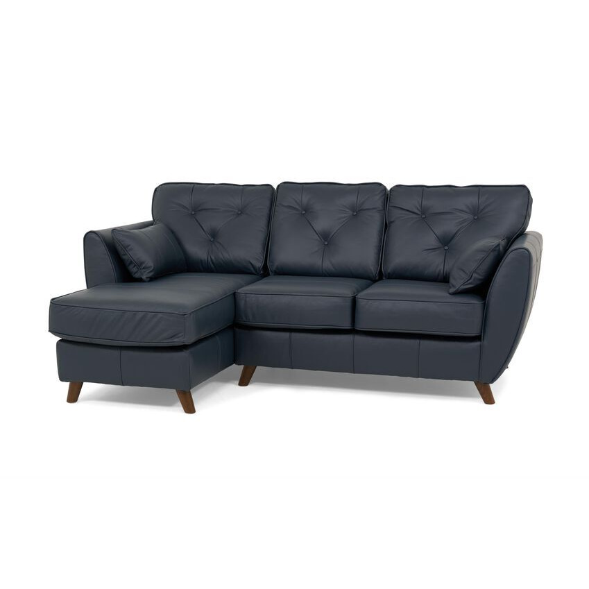 ScS Living Blue Hoxton Leather 3 Seater Left Hand Facing Chaise Sofa by ...