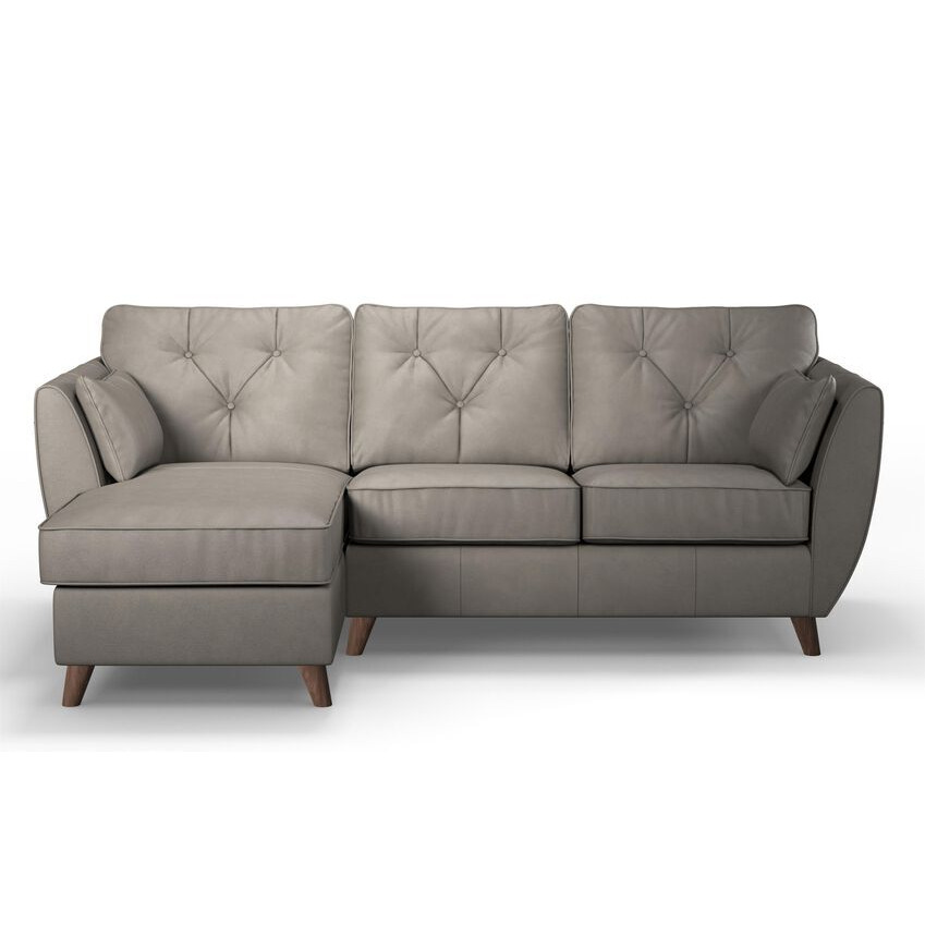 ScS Living Grey Hoxton Leather 3 Seater Left Hand Facing Chaise Sofa by ...