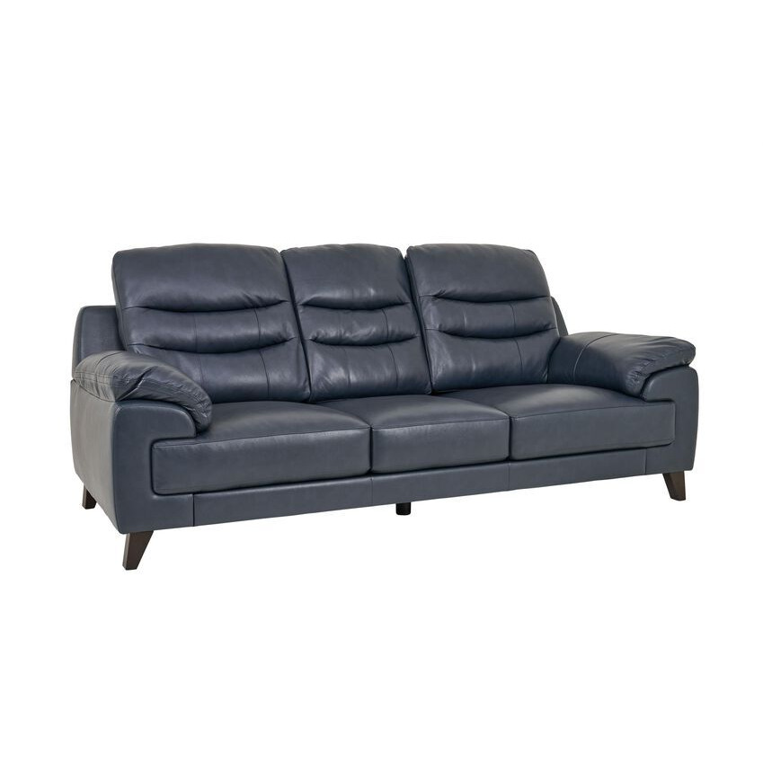 ScS Living Blue Conlon Leather 3 Seater Sofa by SCS | ufurnish.com