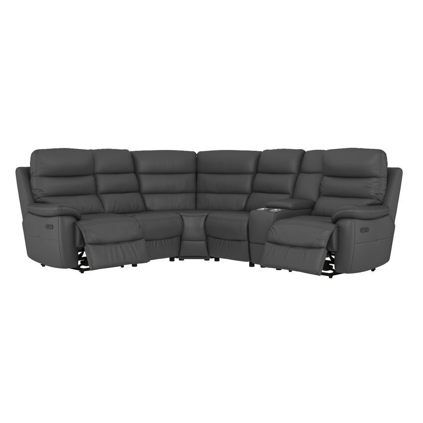 ScS Living Black Griffin 2 Corner 2 Power Sofa with RHF Console & Head ...