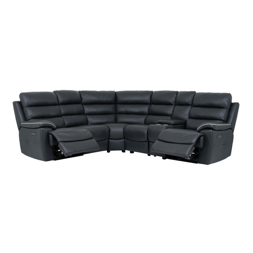 ScS Living Grey Griffin 2 Corner 2 Power Sofa with RHF Console & Head ...