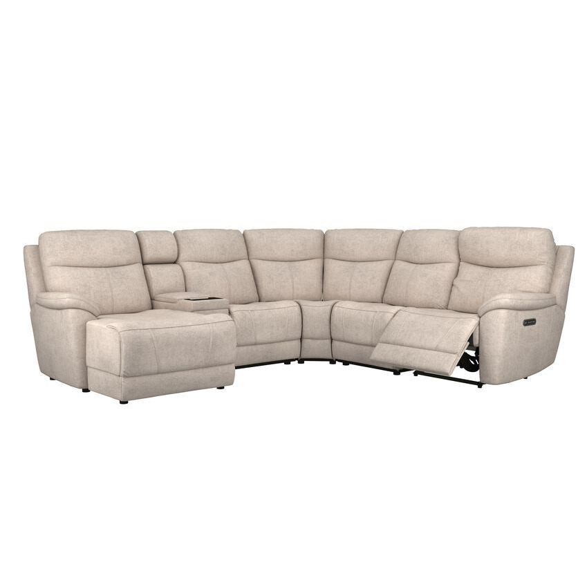 ScS Living Cream Fabric Ethan 3 Corner 3 RHF Power LHF Console & Chaise ...