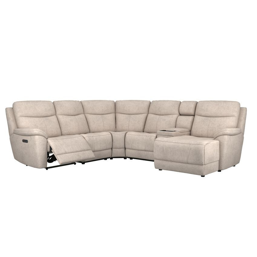 ScS Living Cream Fabric Ethan 3 Corner 3 LHF Power RHF Console & Chaise ...