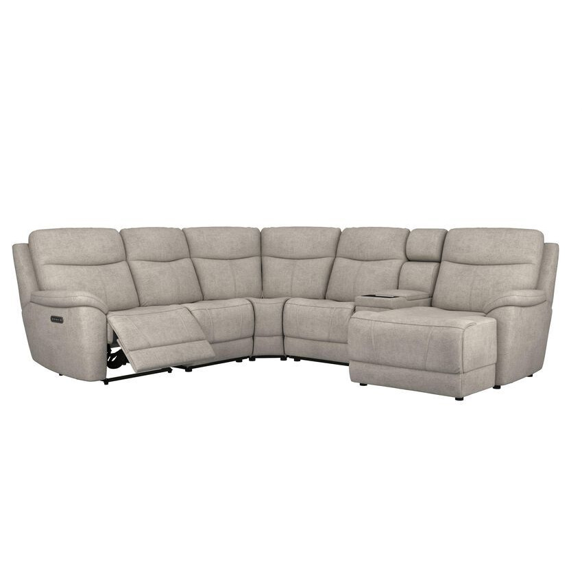 ScS Living Grey Fabric Ethan 3 Corner 3 LHF Power RHF Console & Chaise ...