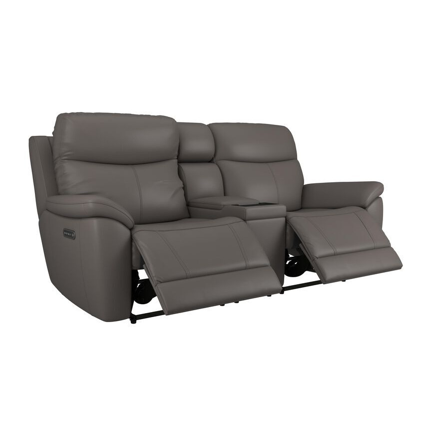 ScS Living Grey Ethan 3 Seater Power Recliner Sofa with Console & Head ...