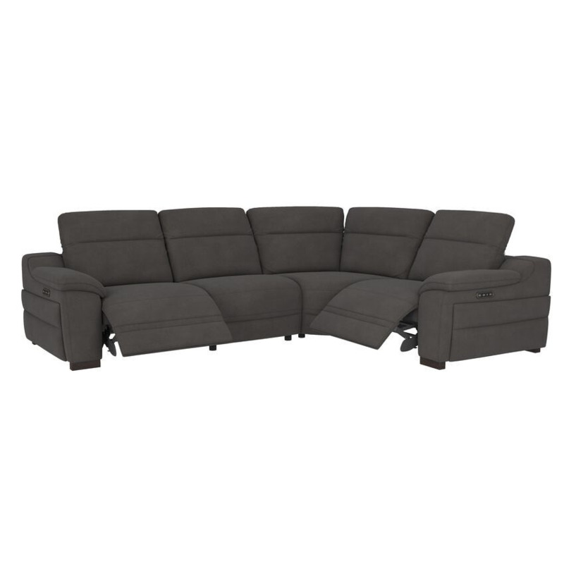 La-Z-Boy Grey Fabric Austin 2 Corner 1 Power Sofa with Power Head Tilt ...