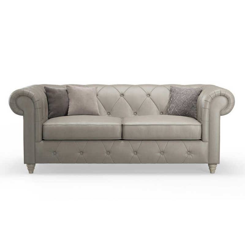 ScS Living Grey Melrose Leather 3 Seater Sofa by SCS | ufurnish.com