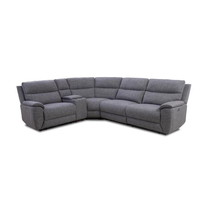 ScS Living Grey Fabric Peyton Express 1 Corner 2 Power Recliner Sofa with Console by SCS ...