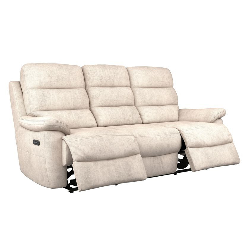 ScS Living Cream Fabric Griffin 3 Seater Power Recliner Sofa with ...