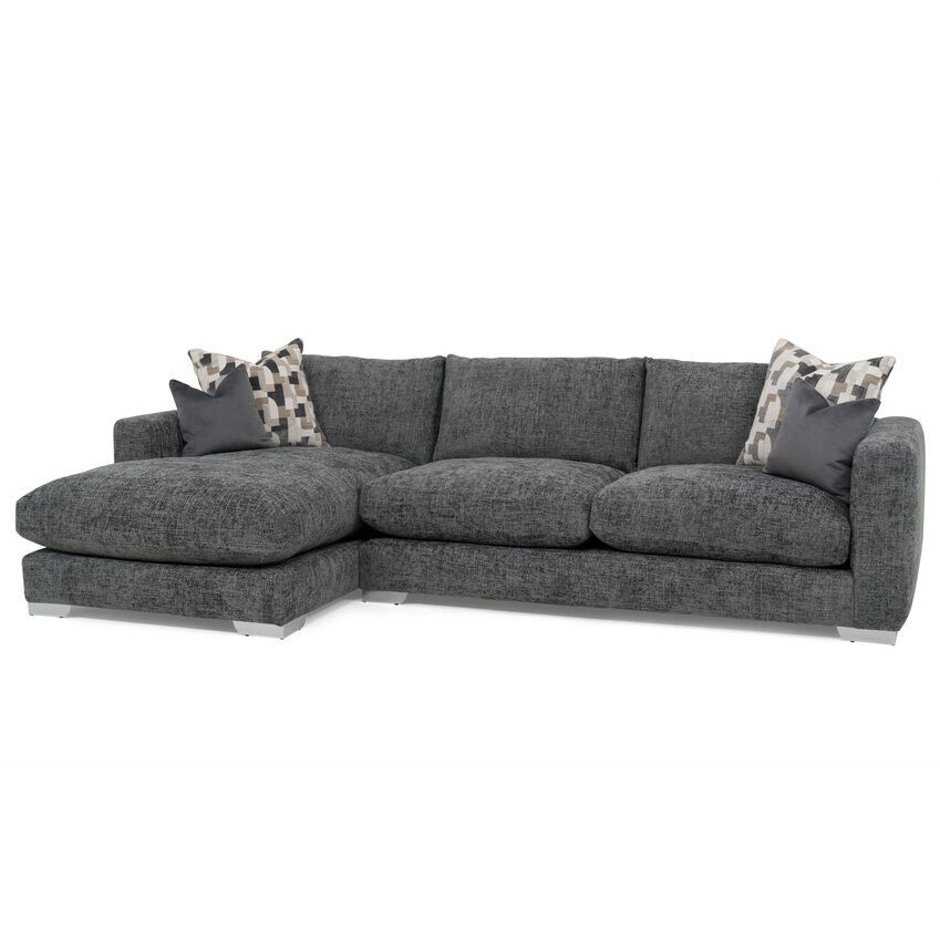 ScS Living Grey McKellen Fabric 4 Seater Sofa Left Hand Facing Chaise ...