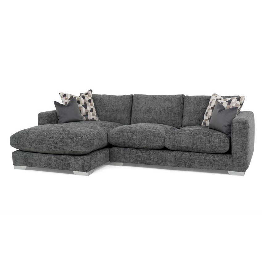 ScS Living Grey McKellen Fabric 3 Seater Sofa Left Hand Facing Chaise ...