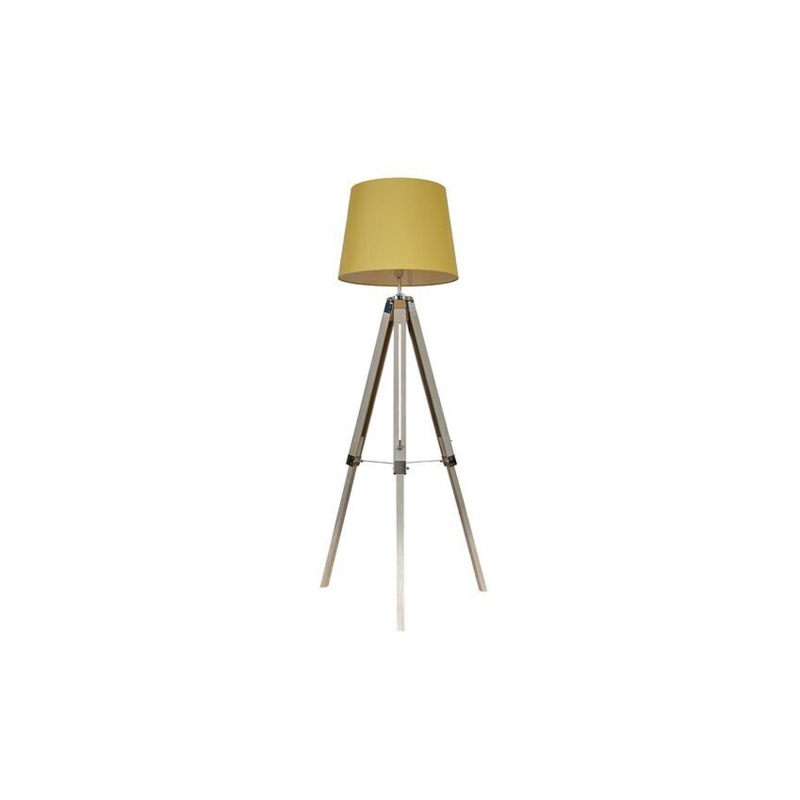 ScS Living Clipper Medium Light Wood Tripod Floor Lamp with Mustard ...