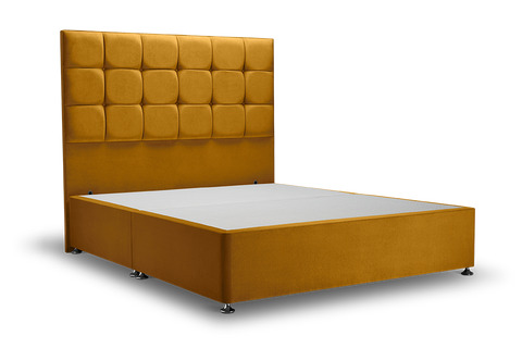 Hoxton Bed Mustard - Super King / Electric Ottoman / Dark Wood by Simba ...