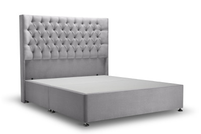 Didsbury Bed Silver Grey - Double / Ottoman / Dark Wood by Simba Sleep ...