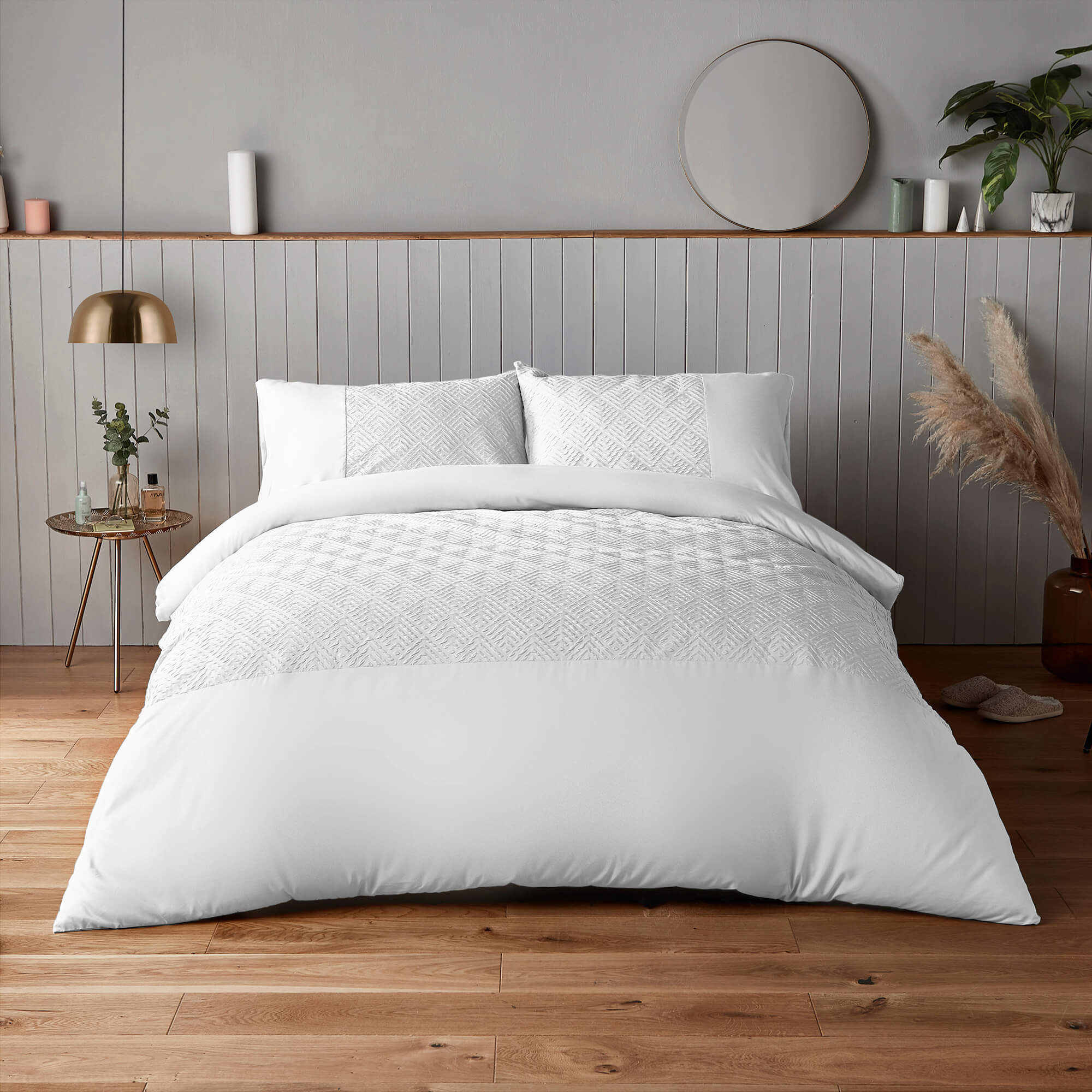 Silentnight White Chevron Embossed Duvet Set by Sleepy People ...