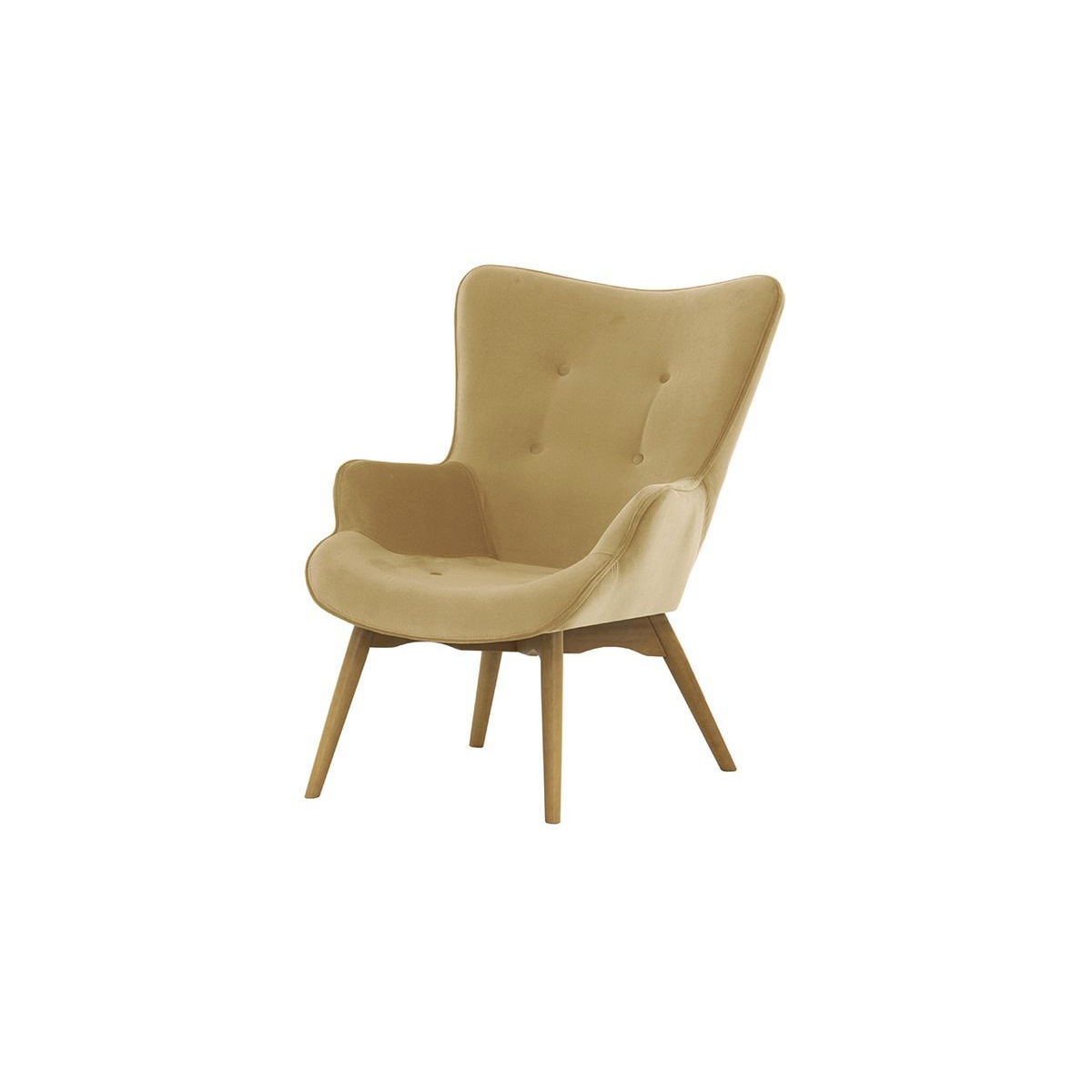 Ducon Velvet Wingback Chair, beige, Leg colour: like oak by SLF24 ...