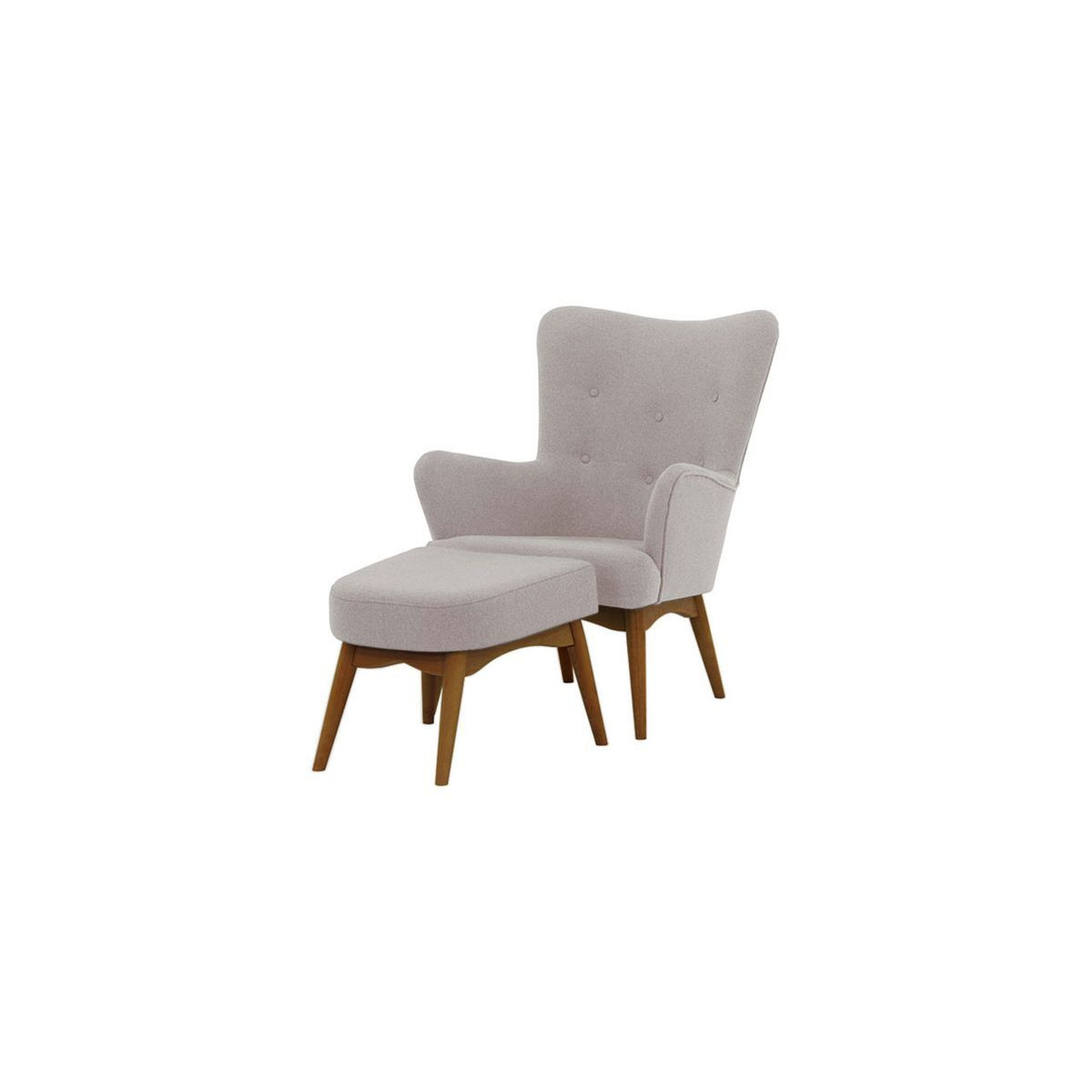 Savano Wingback Chair + Footstool, light grey, Leg colour: dark oak by ...