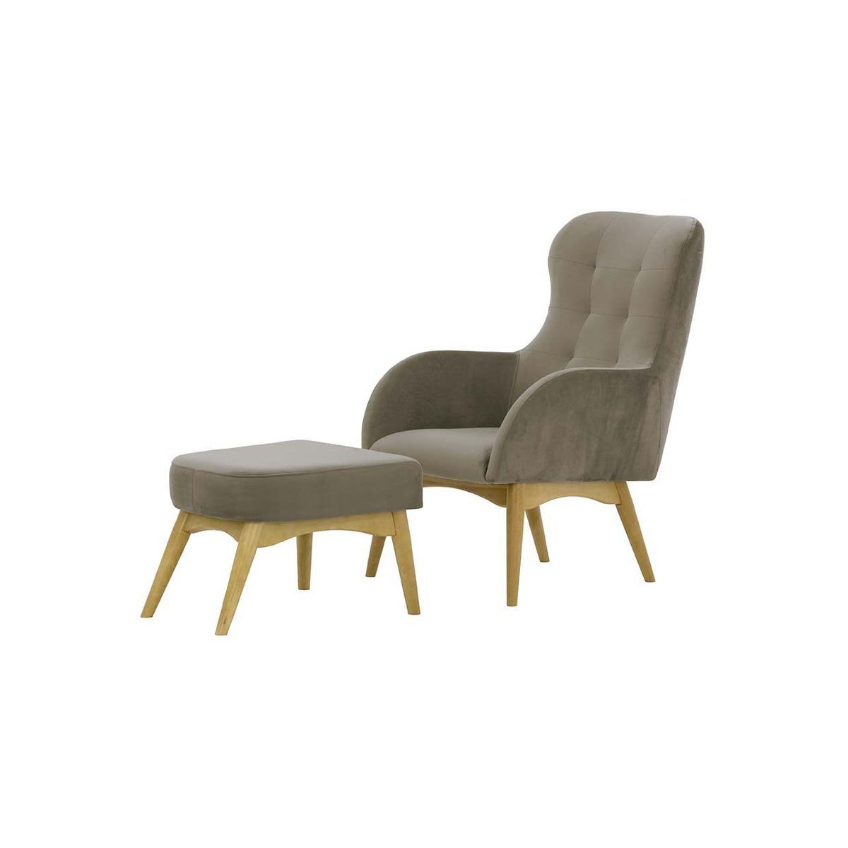 Hollis Wingback Chair with a Footstool, grey, Leg colour: like oak by ...