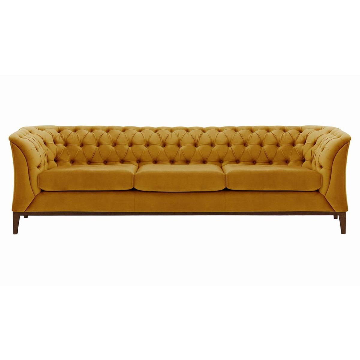 Chesterfield Modern 3 Seater Sofa Wood, mustard, Leg colour: dark oak ...