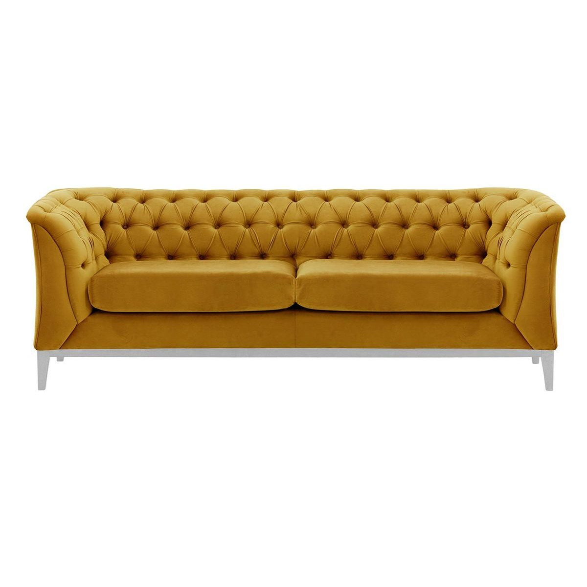 Chesterfield Modern 2,5 Seater Sofa Wood, mustard, Leg colour: white by ...