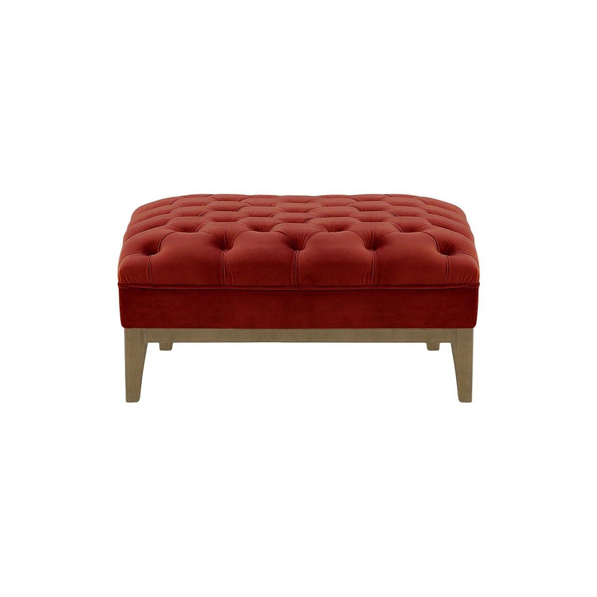 Chesterfield Modern Footstool Wood, dark red, Leg colour: wax black by ...