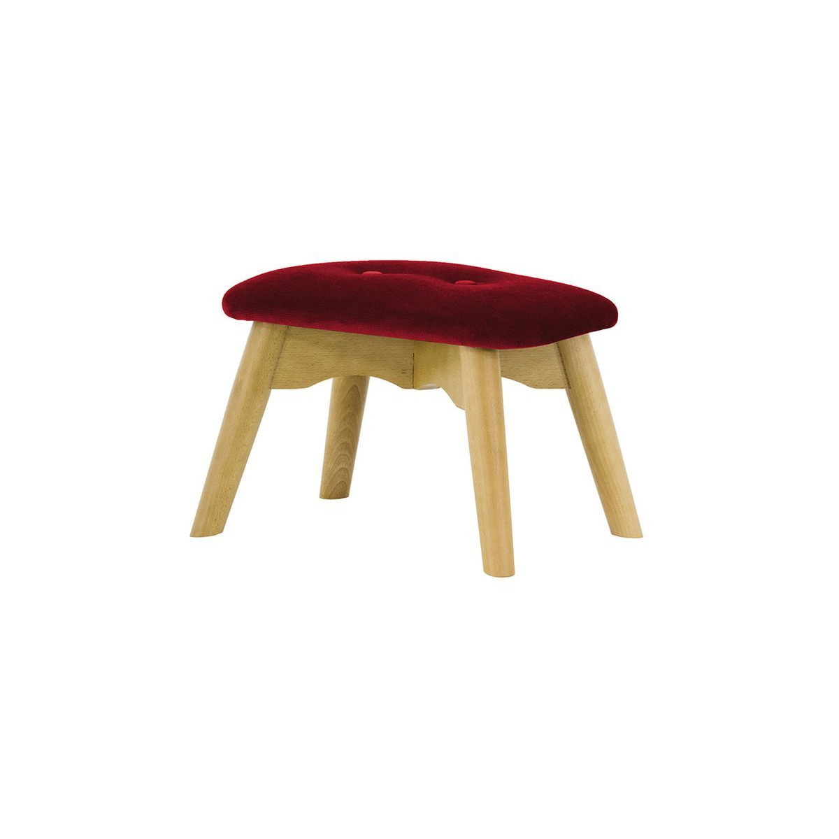 Ducon Mini Velvet Children's Footstool, dark red, Leg colour: like oak ...