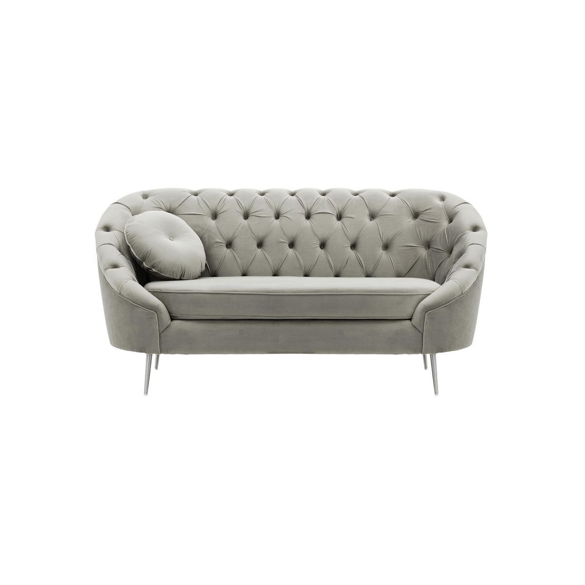 Kooper 2 Seater Sofa with quilting, silver, Leg colour: chrome metal by ...