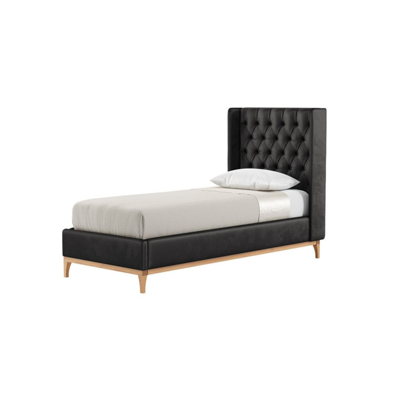 Marlon 3ft Single Bed Frame with luxury deep button quilted wing ...