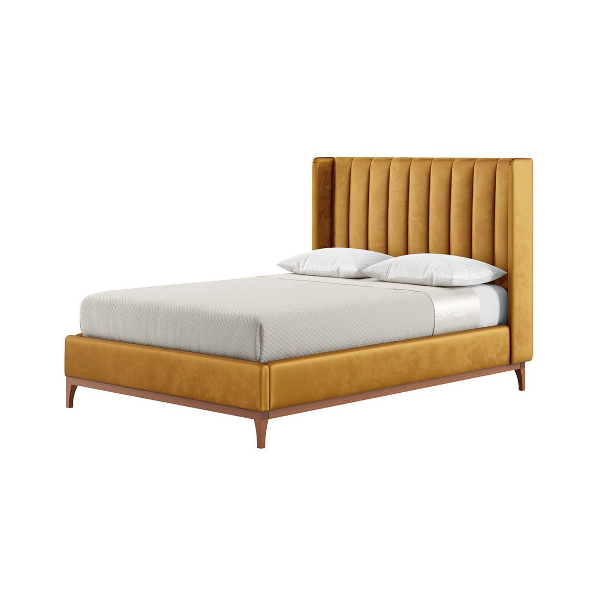Reese 4ft6 Double Bed Frame with fluted vertical stitch wing headboard ...