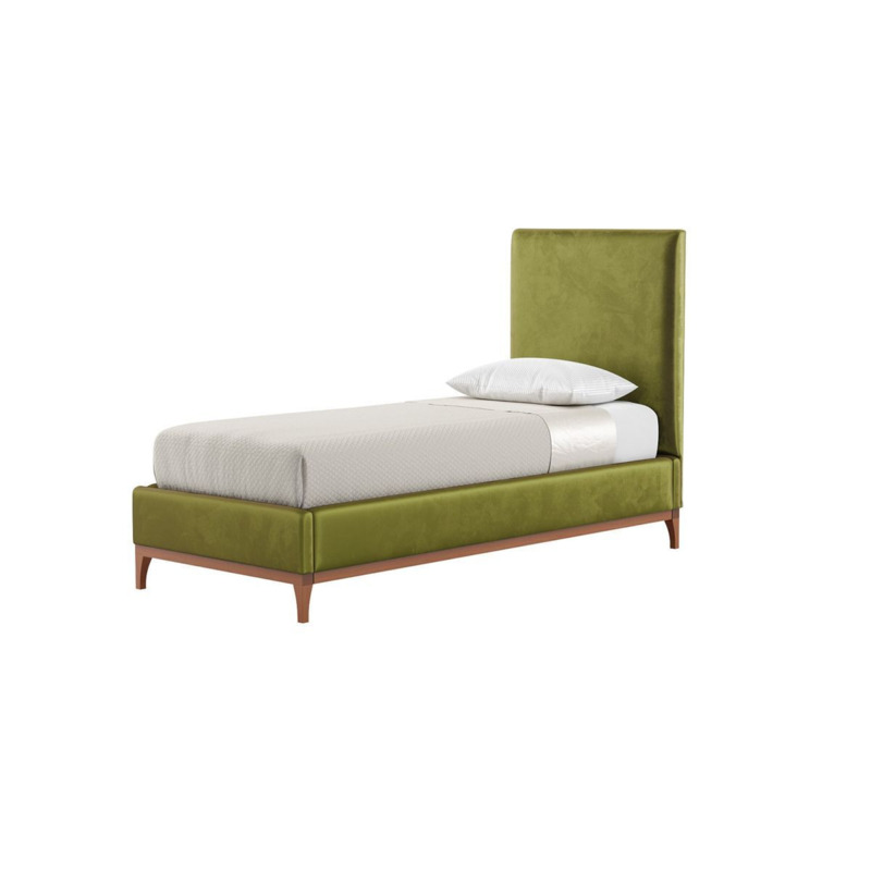 Diane 3ft Single Bed Frame with modern smooth headboard, olive green ...