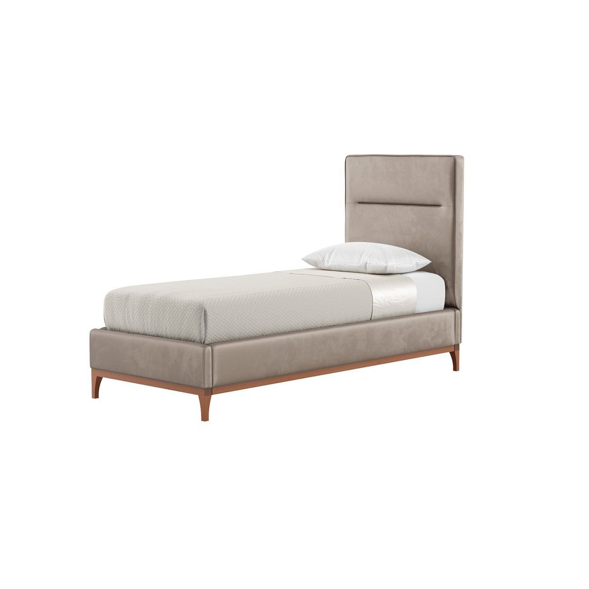 Gene 3ft Single Bed Frame with modern horizontal stitch headboard, mink ...