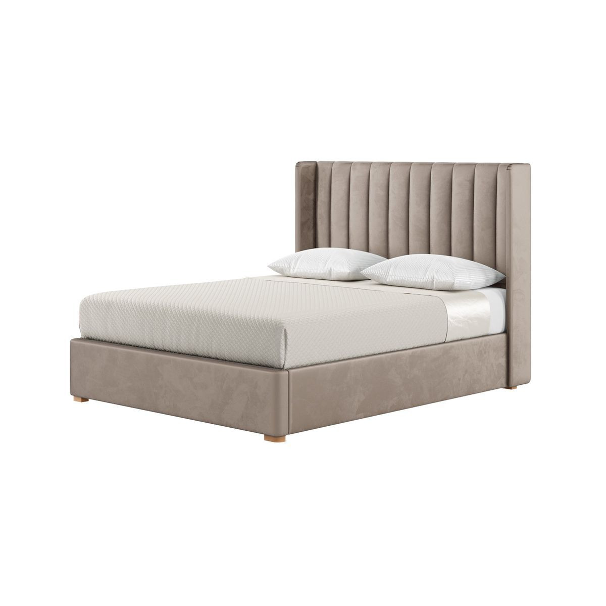 Naomi 5ft King Size Bed Frame With Fluted Vertical Stitch Wing ...