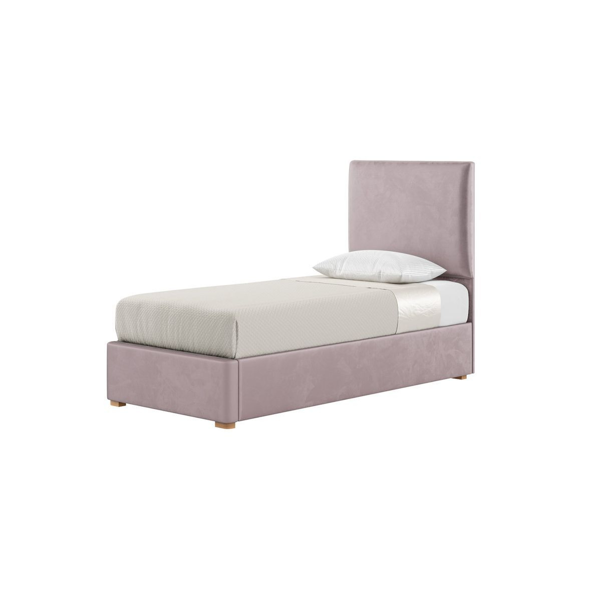 Darcy 3ft Single Bed Frame With Modern Smooth Headboard, lilac, Leg ...