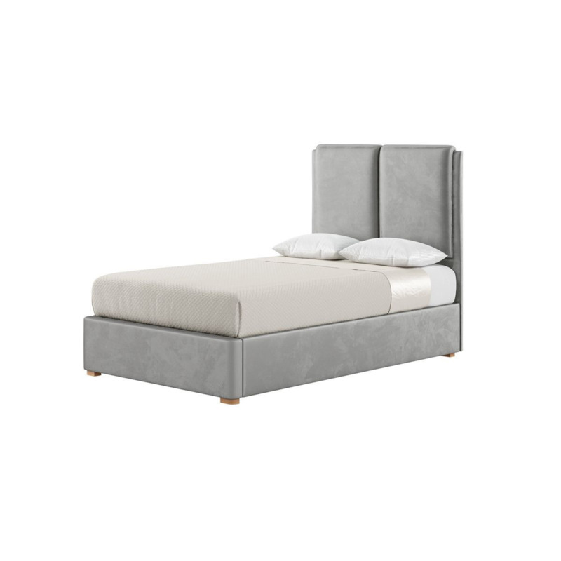 Felix 4ft Small Double Bed Frame With Contemporary Twin Panel Headboard ...