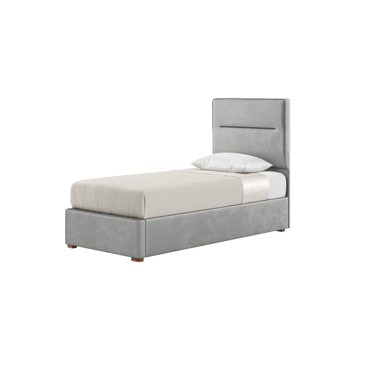 Lewis 3ft Single Bed Frame Modern Horizontal Stitch Headboard, silver ...