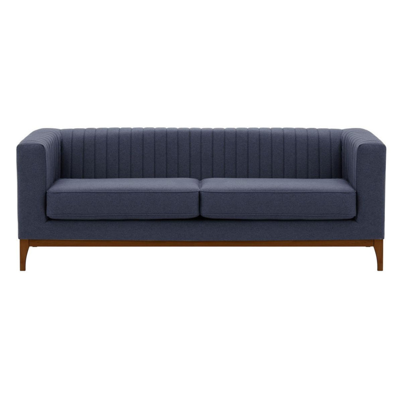 Slender Wood 3 Seater Sofa, navy blue, Leg colour: dark oak by SLF24 ...