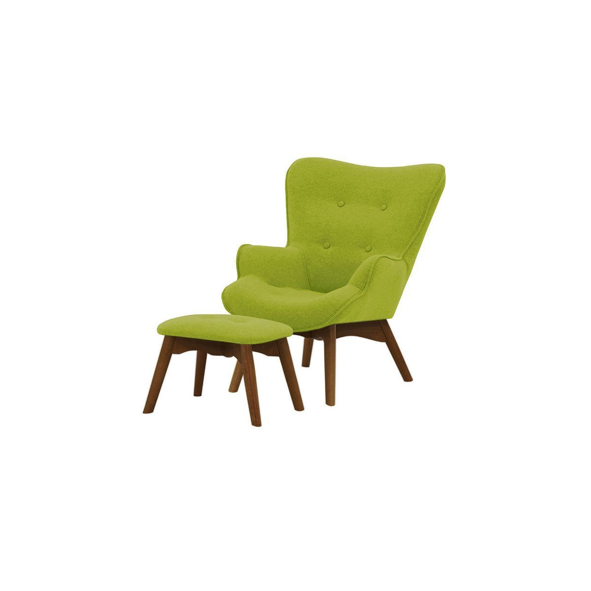 Ducon Mini Children's Wingback Chair + Footstool, lime, Leg colour ...