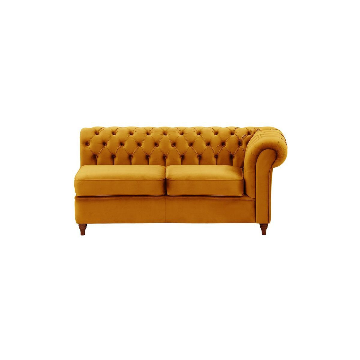 Chesterfield 2 Seater RHF Corner Modular Unit (2R), mustard, Leg colour ...
