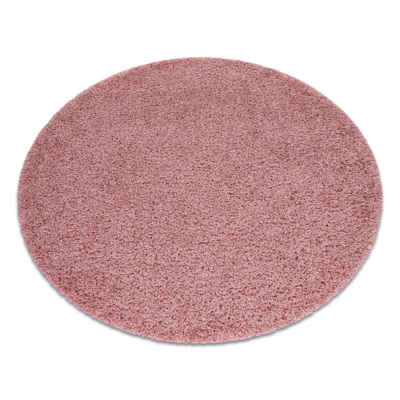 Finn Shag Pile Rug in Blush Pink, circle 80 cm by SLF24 | ufurnish.com