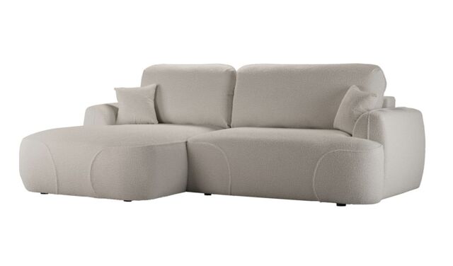 Satell left-hand corner sofa bed with medical foam, boucle brown by ...