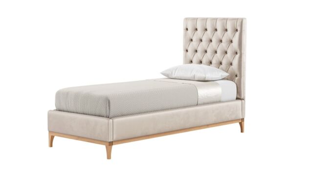 Marlon 3ft Single Bed Frame with luxury deep button quilted headboard ...