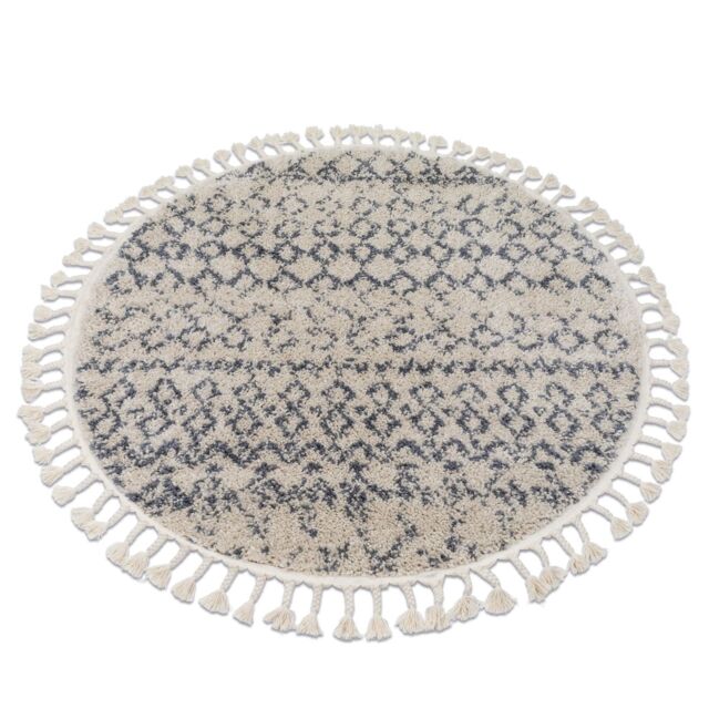 Oran Round Morrocan Rug Cream Grey, circle 120 cm by SLF24 | ufurnish.com
