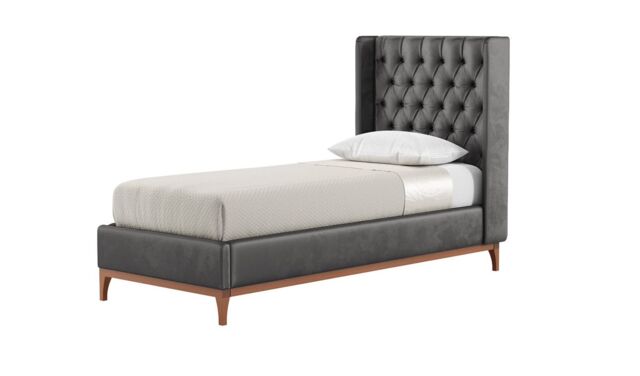 Marlon 3ft Single Bed Frame with luxury deep button quilted wing ...