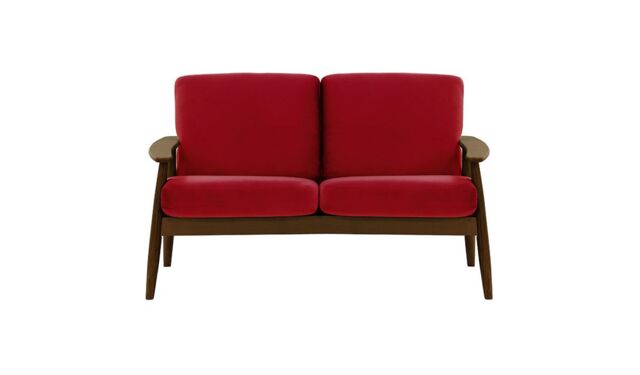 Demure 2 Seater Sofa with medical foam, dark red, Leg colour: dark oak ...